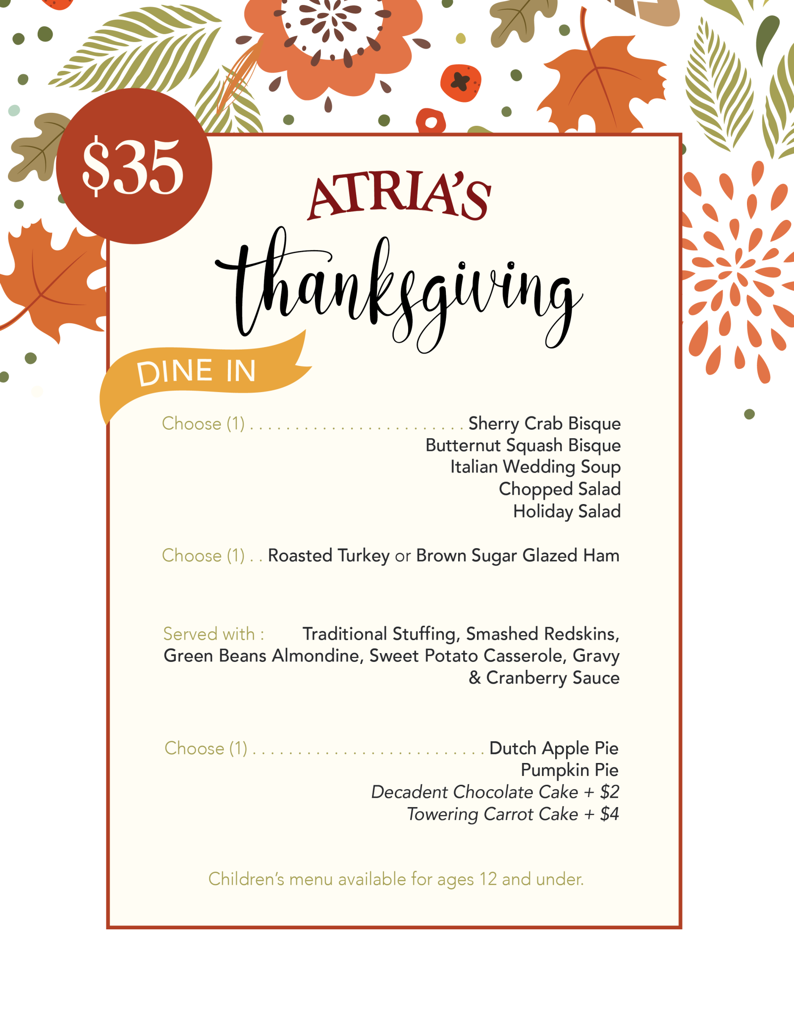 Menu - Atria's